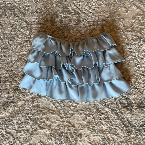 Tops | Navy Blue Ruffle Top | Poshmark